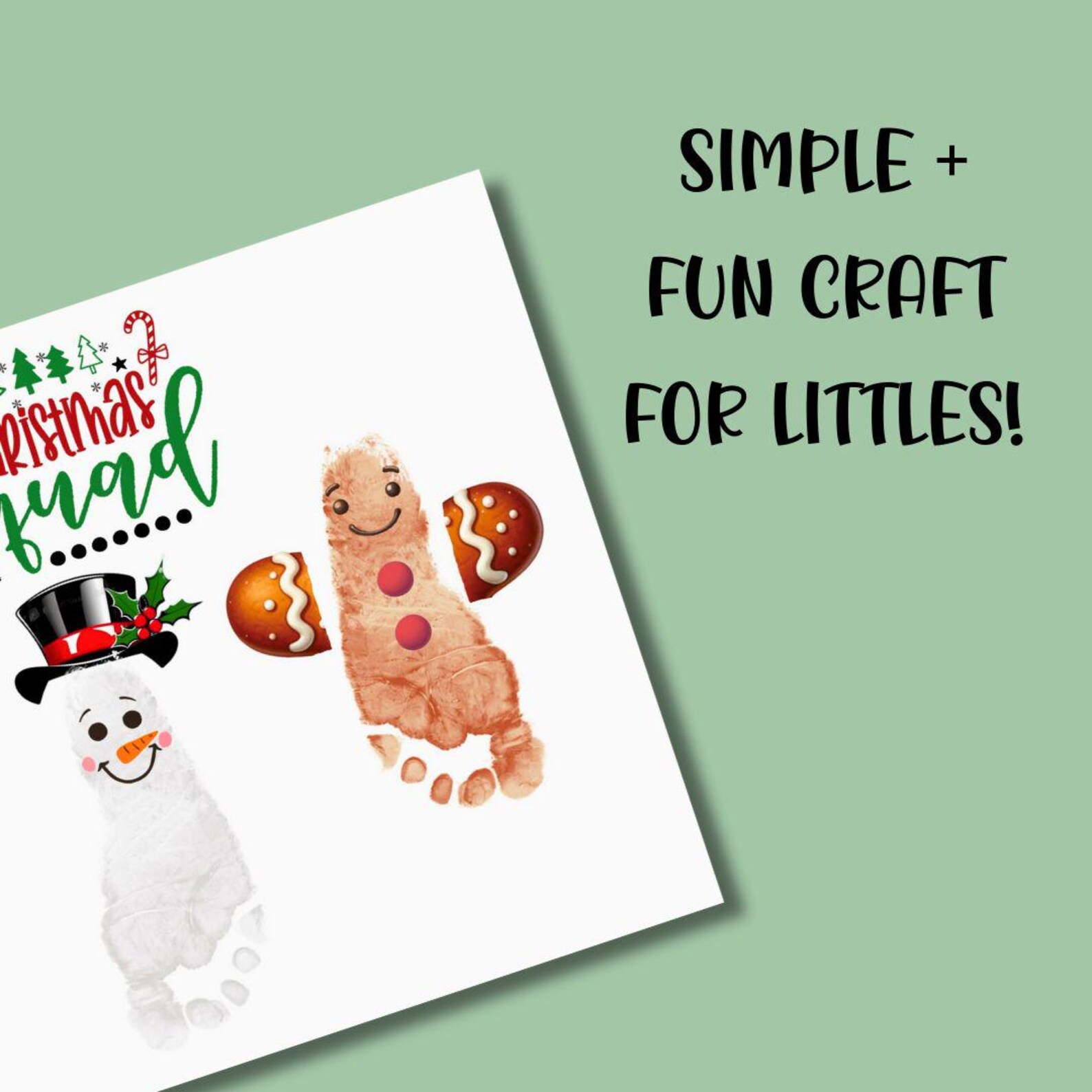 Christmas Squad Footprint Keepsake,snowman Footprint,reindeer Footprint ...