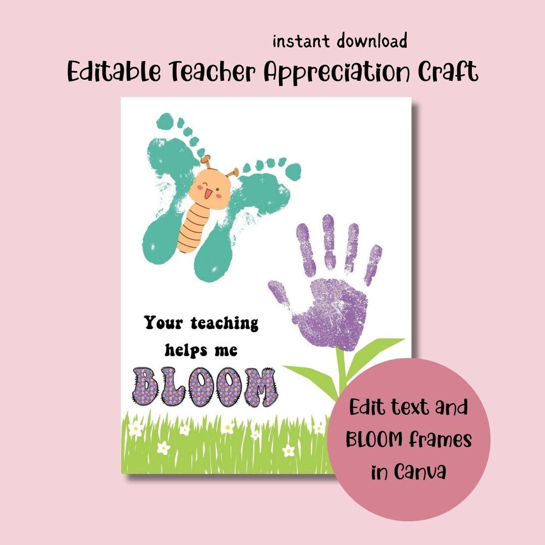Editable Your Teaching Helps Me Bloom Handprint Template,butterfly ...