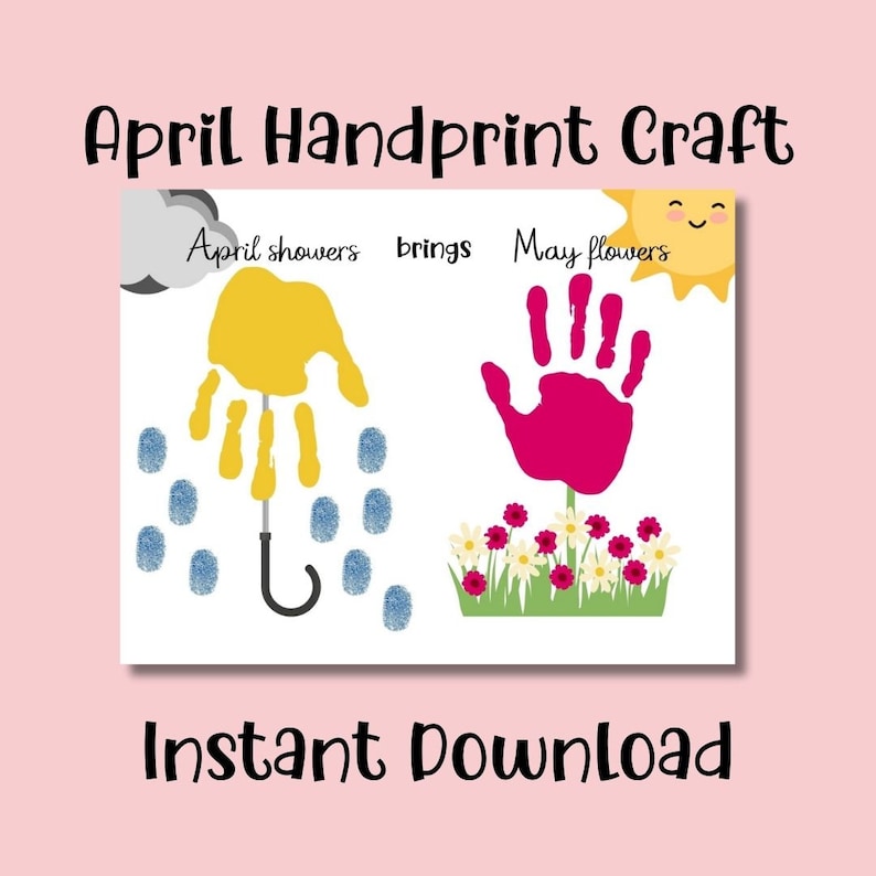 April Showers Handprint Thumbprint Art,april Showers Bring May Flowers ...