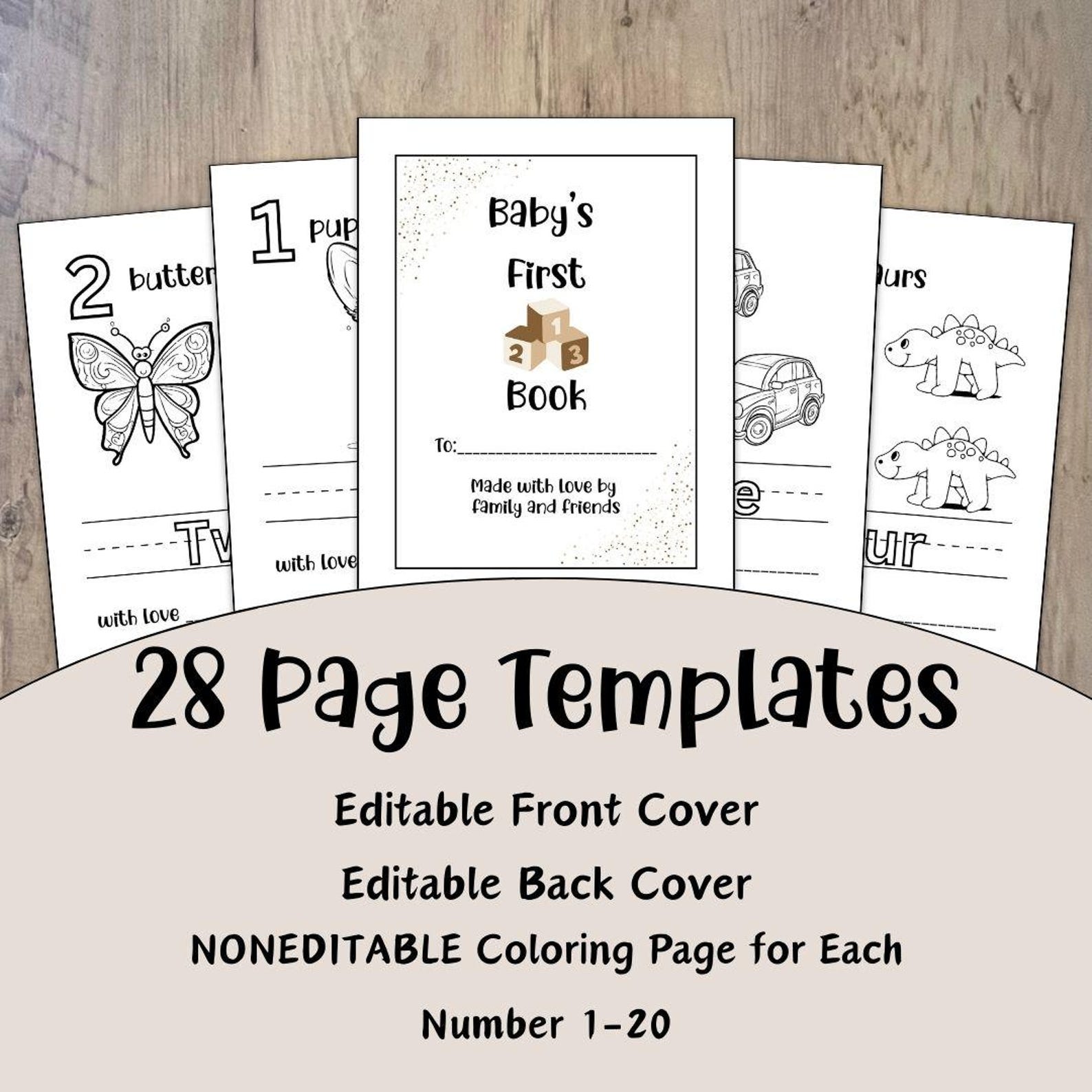 Editable Baby's First 123 Book,baby Shower Coloring Book,baby First ...