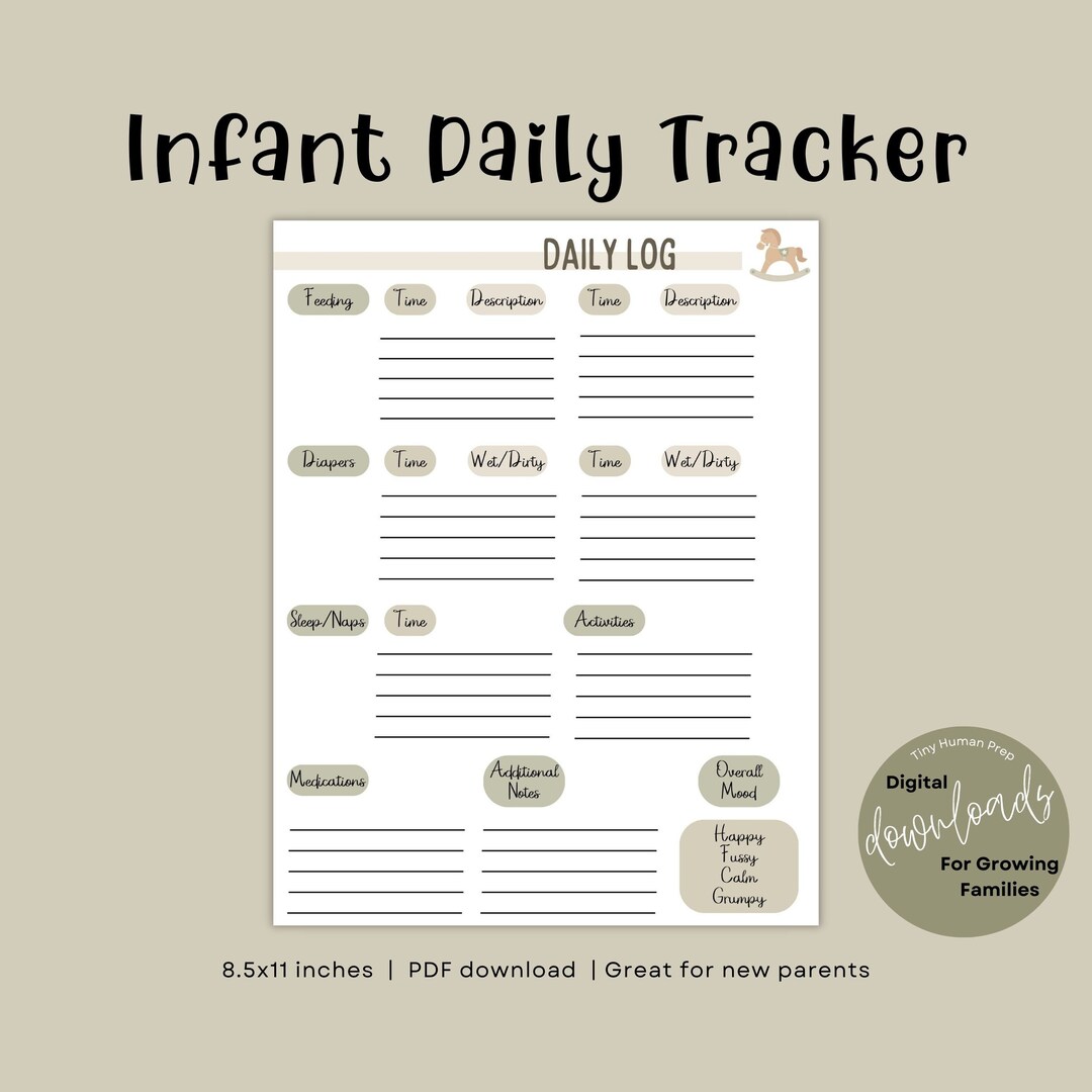 Neutral Baby Daily Tracker Printable, Newborn Checklist, New Baby ...