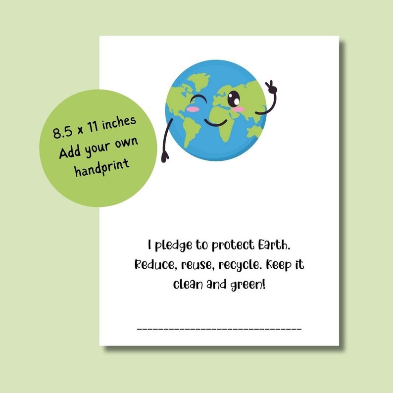 Earth Day Handprint Pledge,earth Day Activity,spring Handprint,earth ...