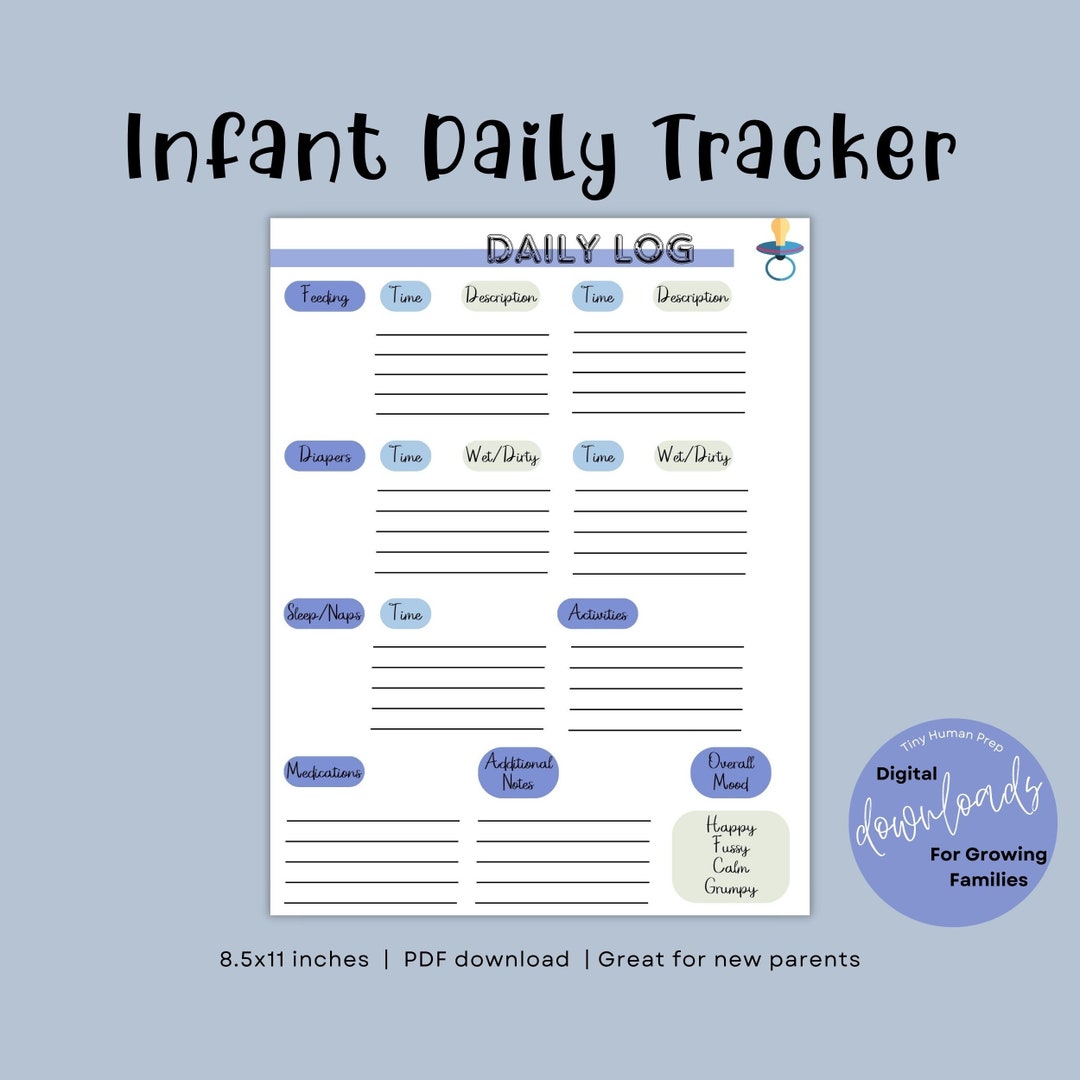 Infant Daily Tracker, Baby Daily Log, Newborn Diary Chart, Caregiver ...