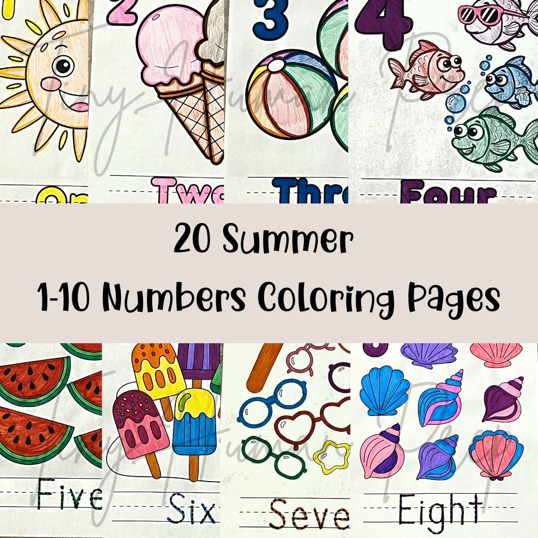 Summer 1-10 Coloring,numbers Recognition,trace Number,number Coloring 1 ...