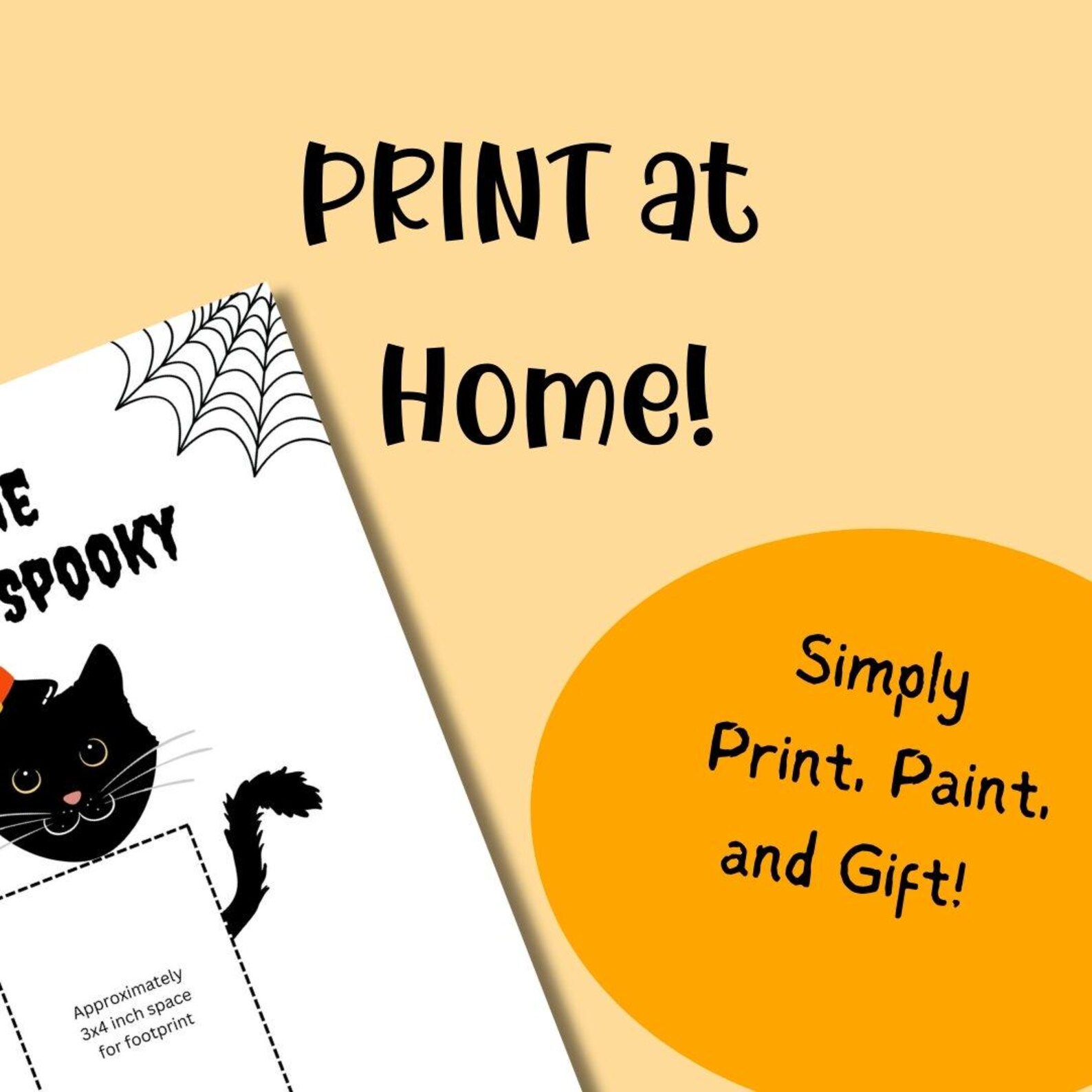 Black Cat Halloween Footprint,halloween Handprint,feline Spooky ...