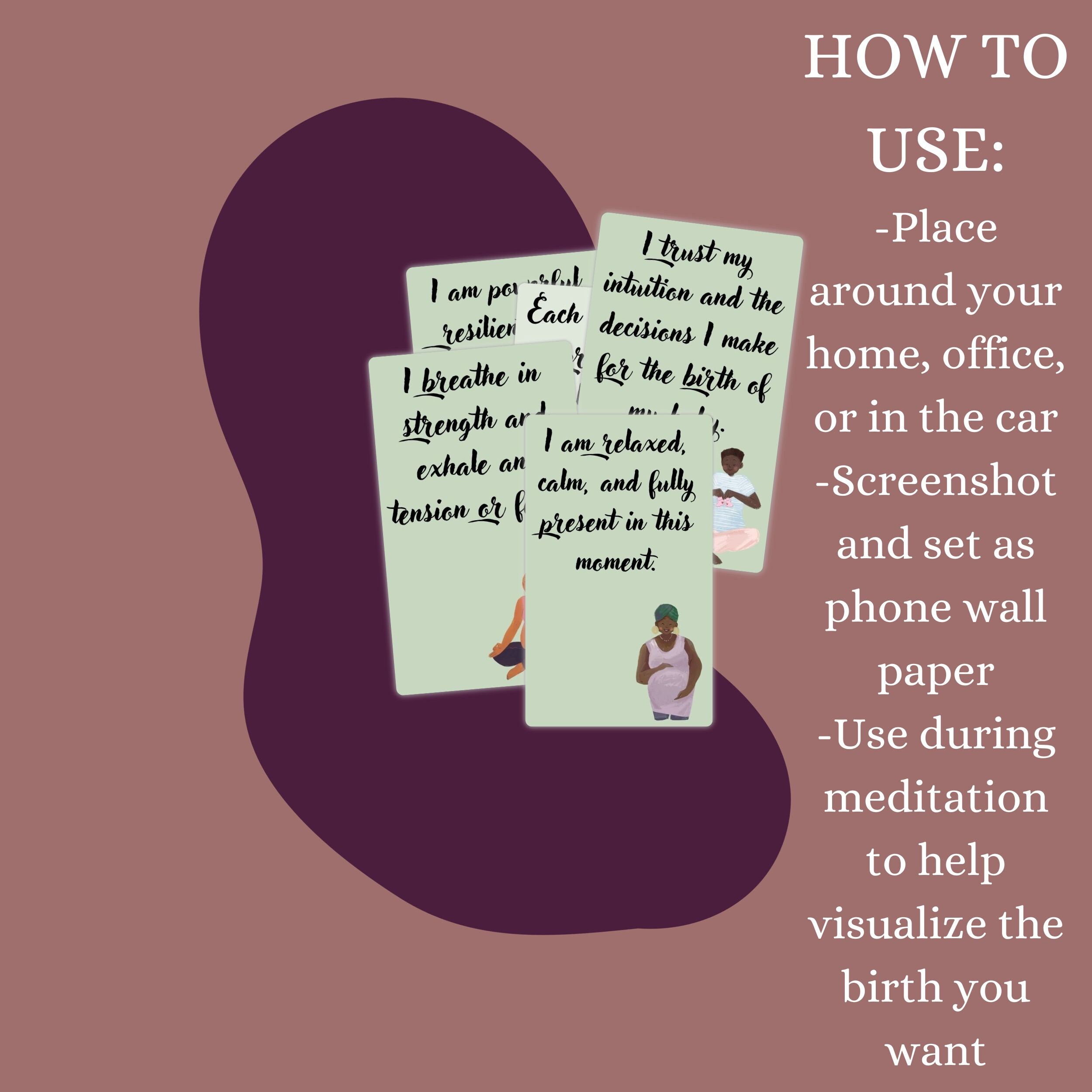 Birth Mantra Cards, Set of Affirmations for Birth, Positive Labor ...