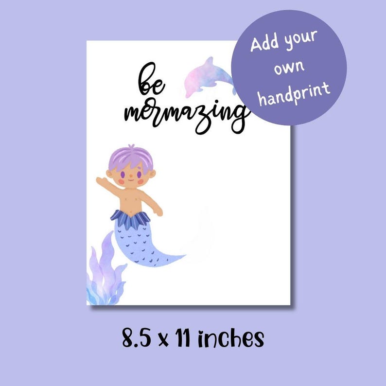 Merman Tail Handprint Template,boy Mermaid Gift,mermaid Handprint,be ...