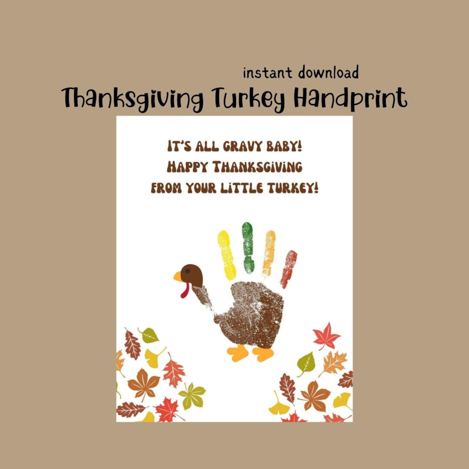Turkey Handprint Art,its All Gravy Retro,from Your Little Turkey,autumn ...