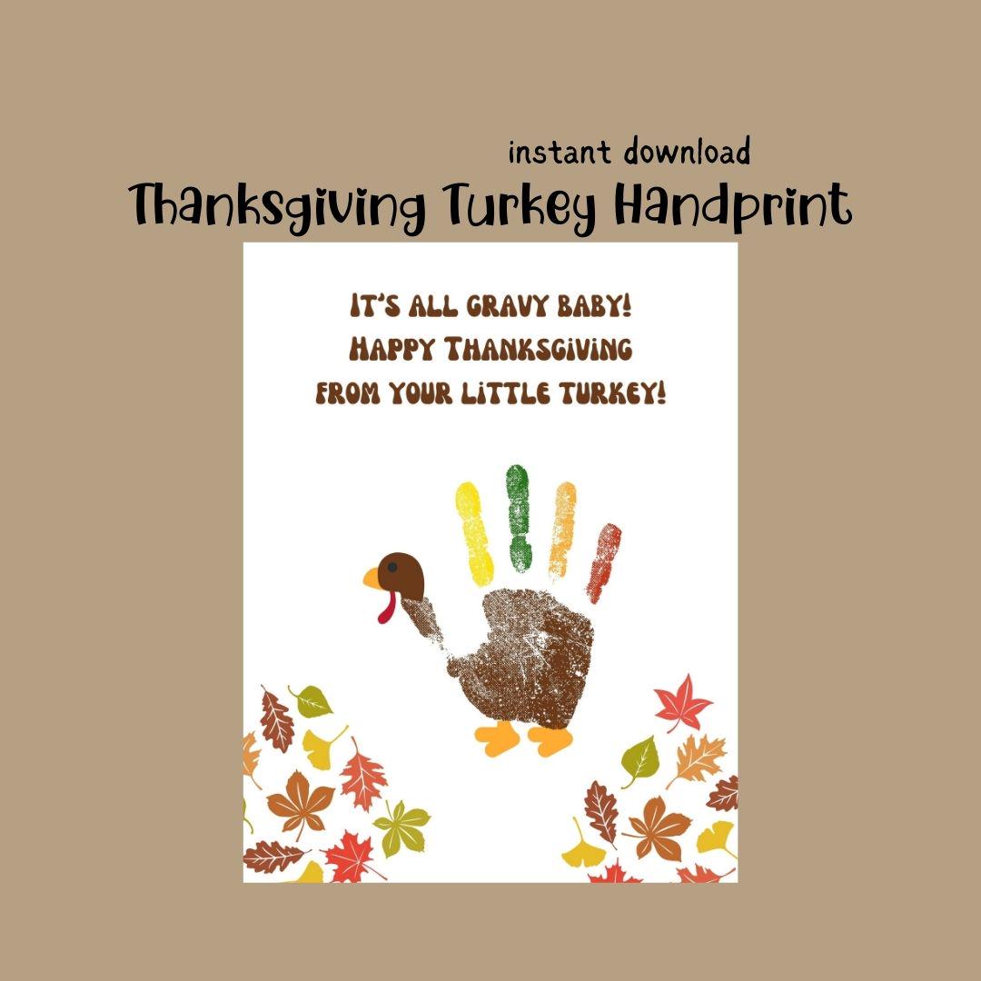 Turkey Handprint Art,its All Gravy Retro,from Your Little Turkey,autumn ...