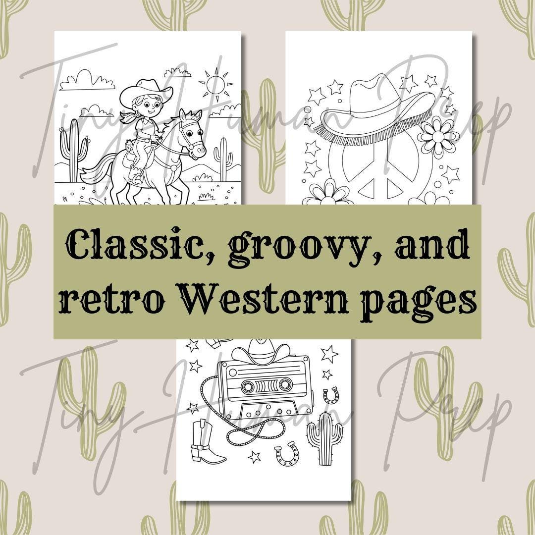 Cozy Western Coloring,retro Western Coloring,wild West Coloring ...