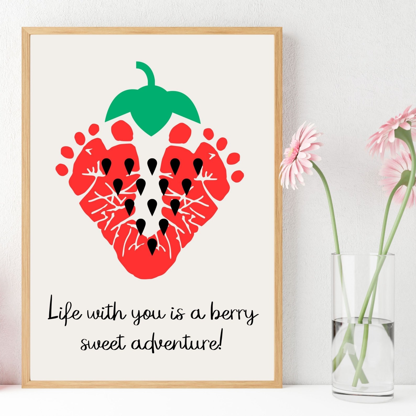 Berry Sweet Footprint Craft, Handprint Art, Valentines Day Handprint ...