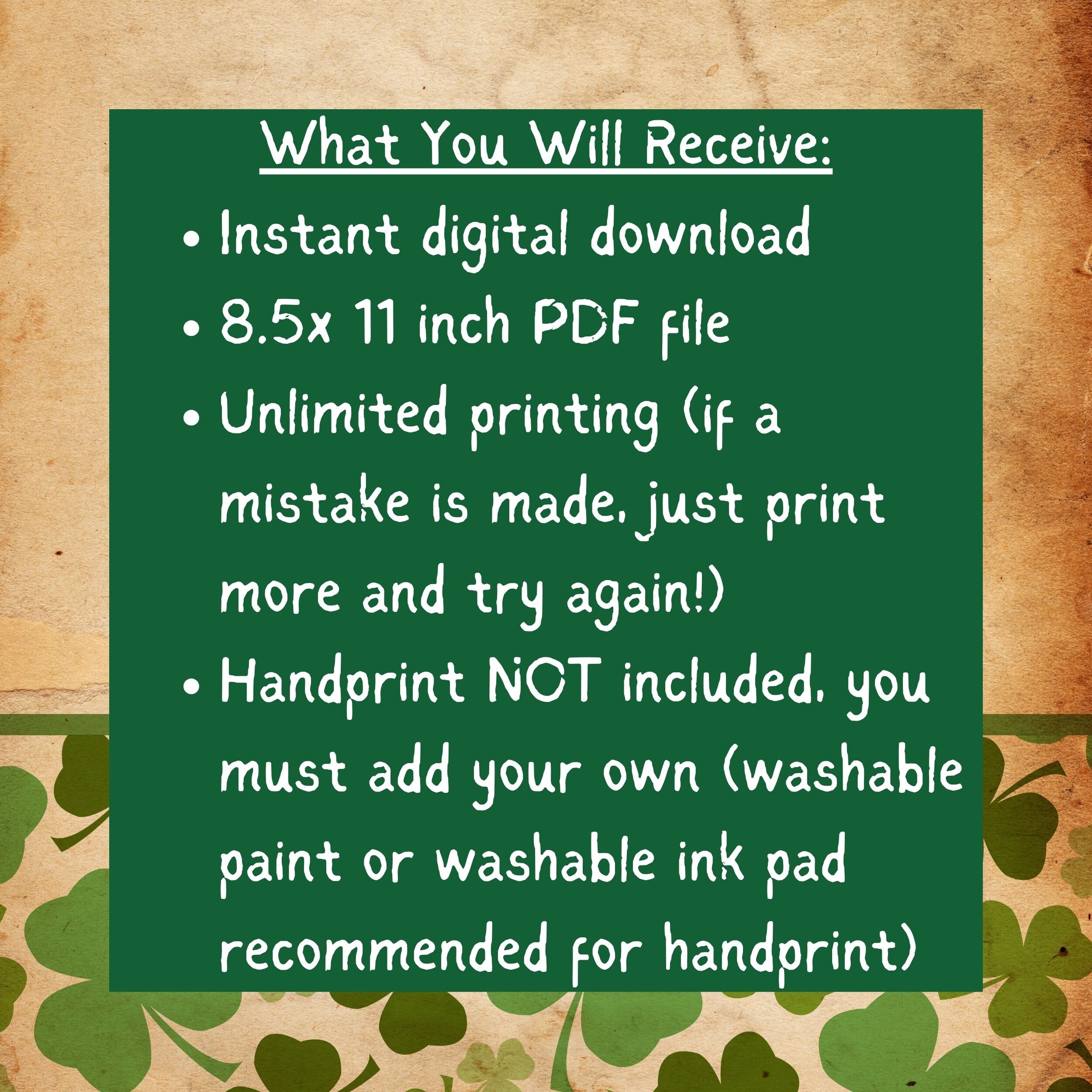 Printable St Patricks Day Handprint Craft,clover Handprint Art,shamrock ...
