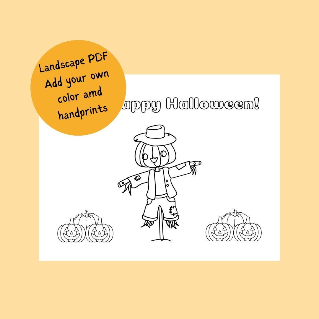 Halloween Scarecrow Handprint Coloring Page,spooky Season Scarecrow ...