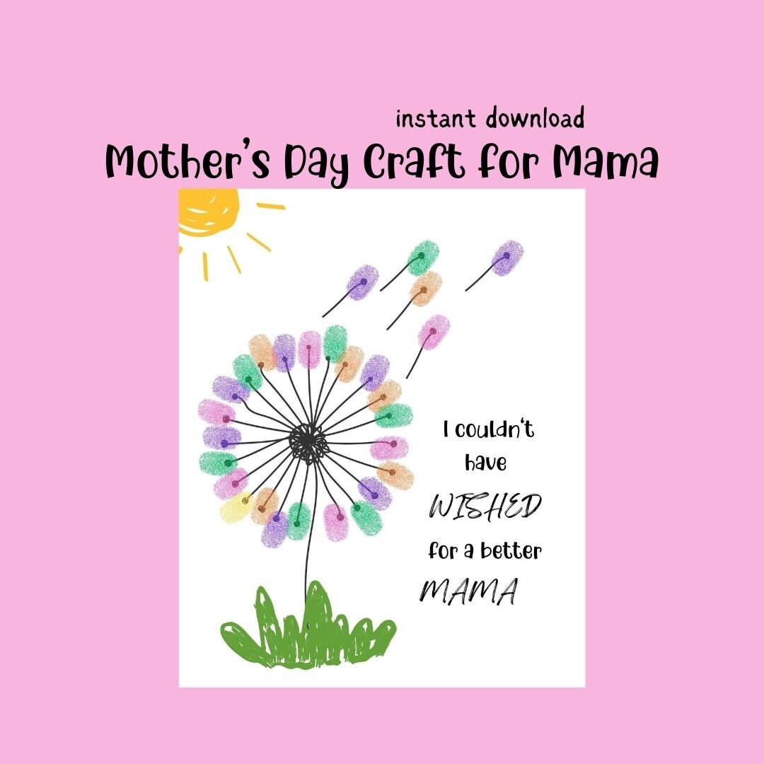 Mother's Day Mama Handprint Craft,mama Fingerprint,dandelion Thumbprint ...