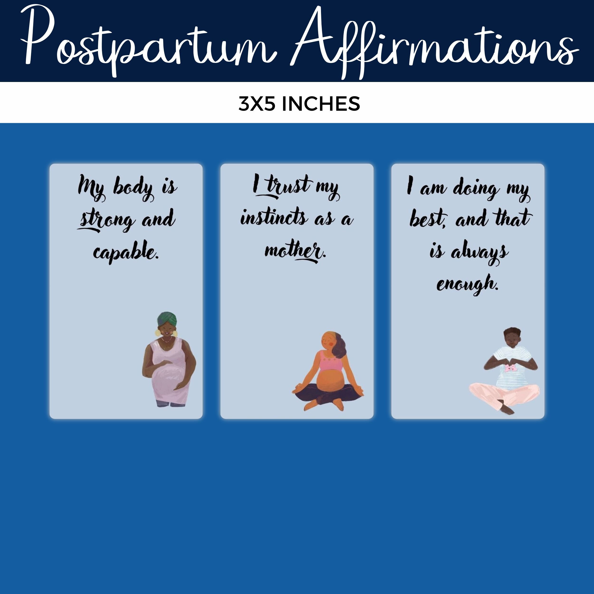 African American Postpartum Affirmation Card Set, Motherhood ...