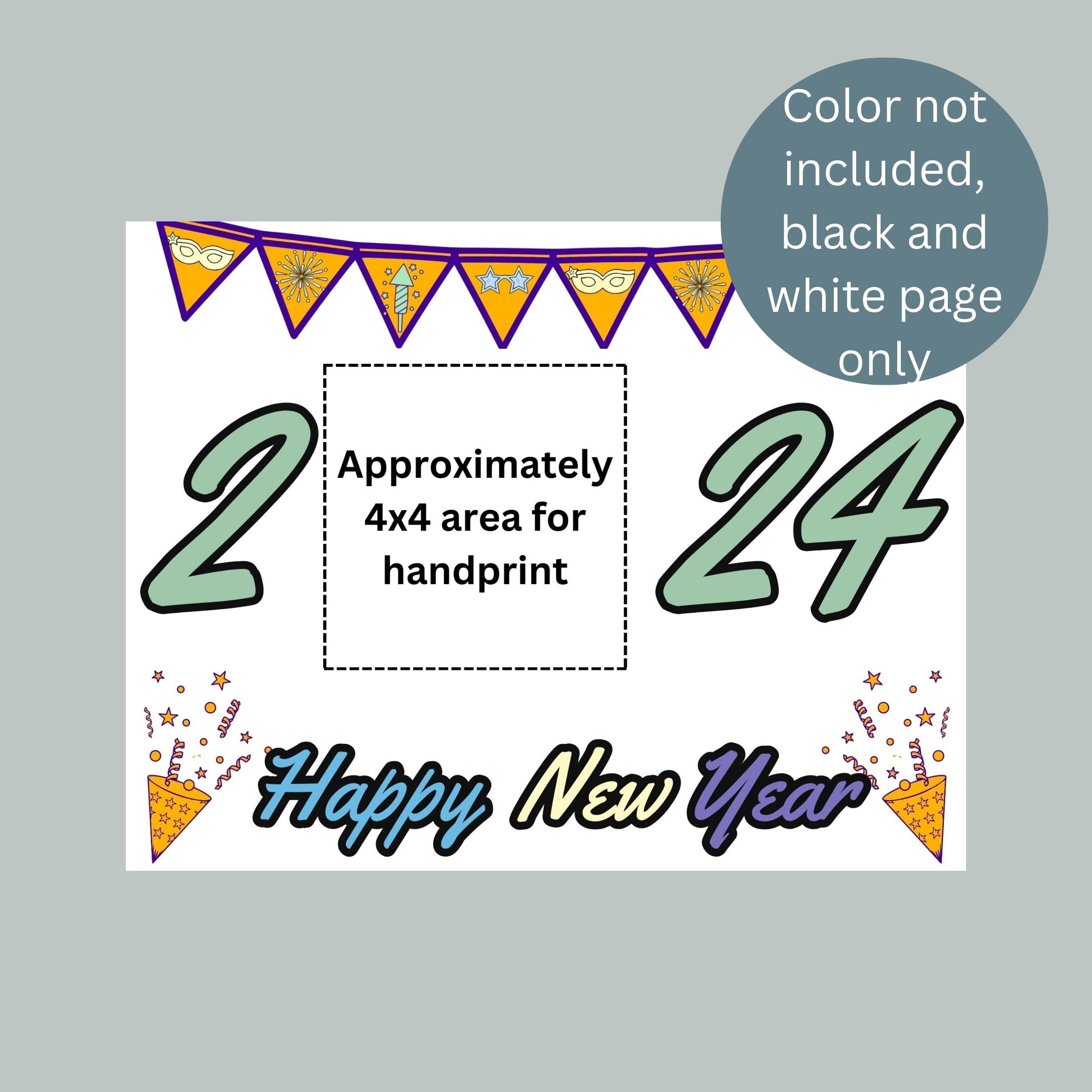 New Year Handprint, 2024 Handprint Art, Happy New Years Craft for Kids ...