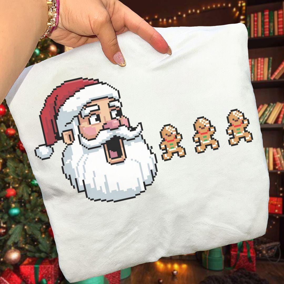 Funny Santa Eating Gingerbread Png,pixel Santa,santa Eating Cookie ...