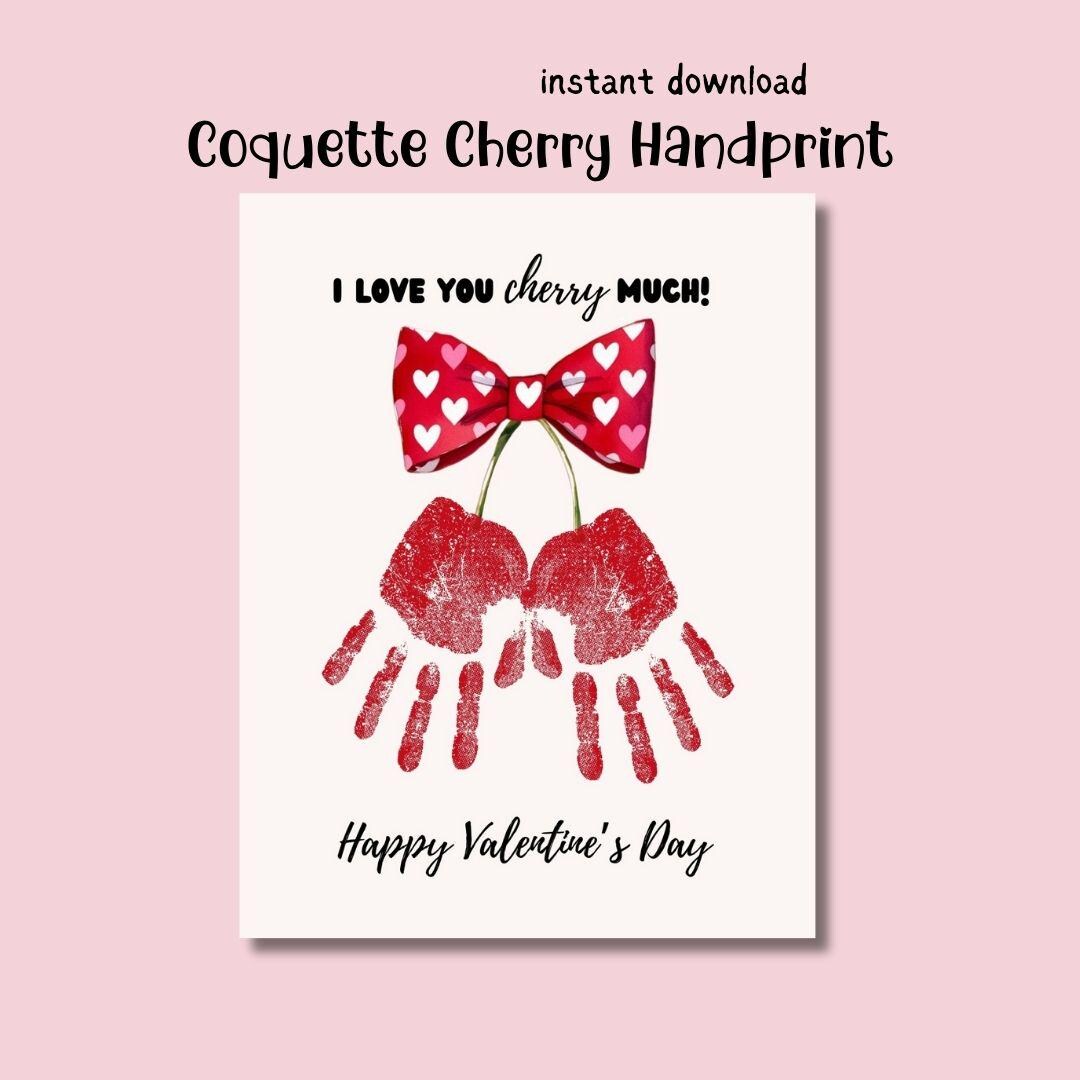 Valentines Day Cherry Handprint,coquette Cherry Valentine,cherries ...