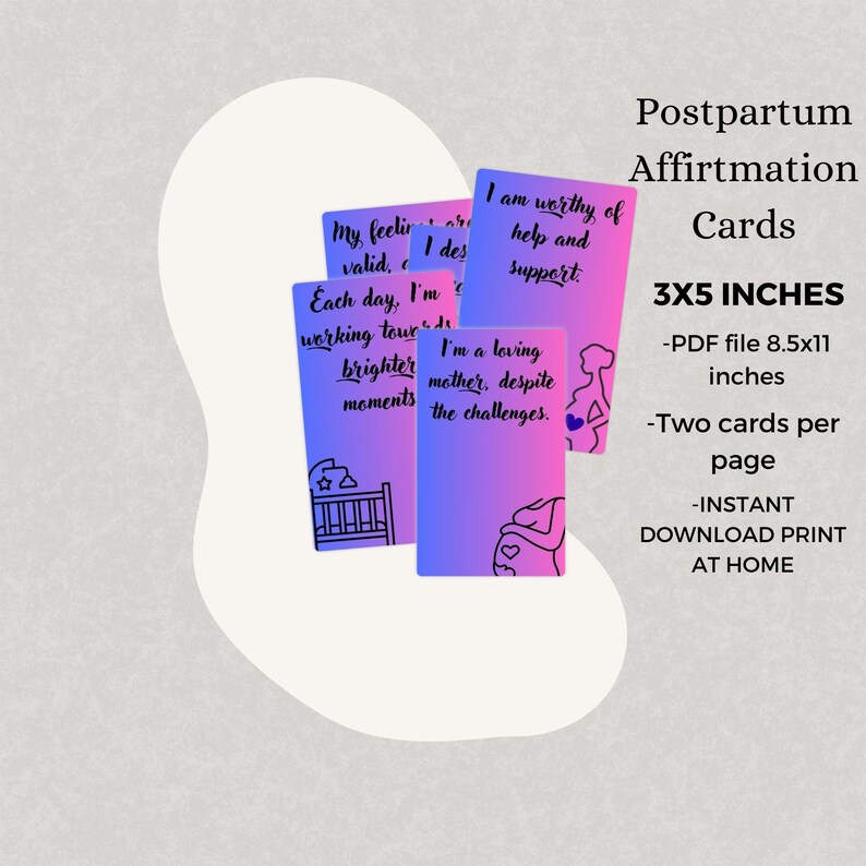 40 Postpartum Affirmation Cards for New Moms, Motherhood Affirm Cards ...