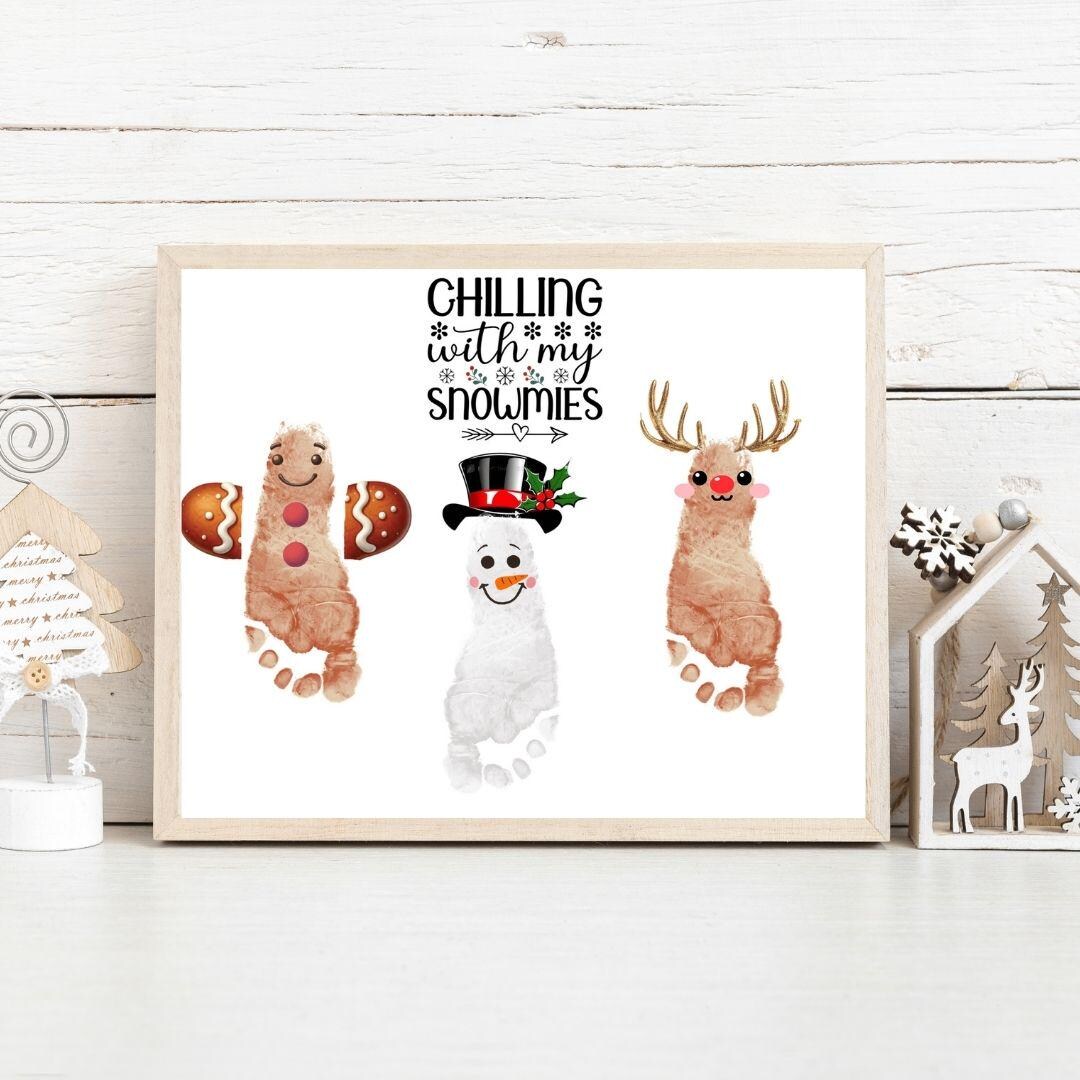 Baby Xmas Footprint Keepsake,chillin With My Snowmie,reindeer Footprint ...