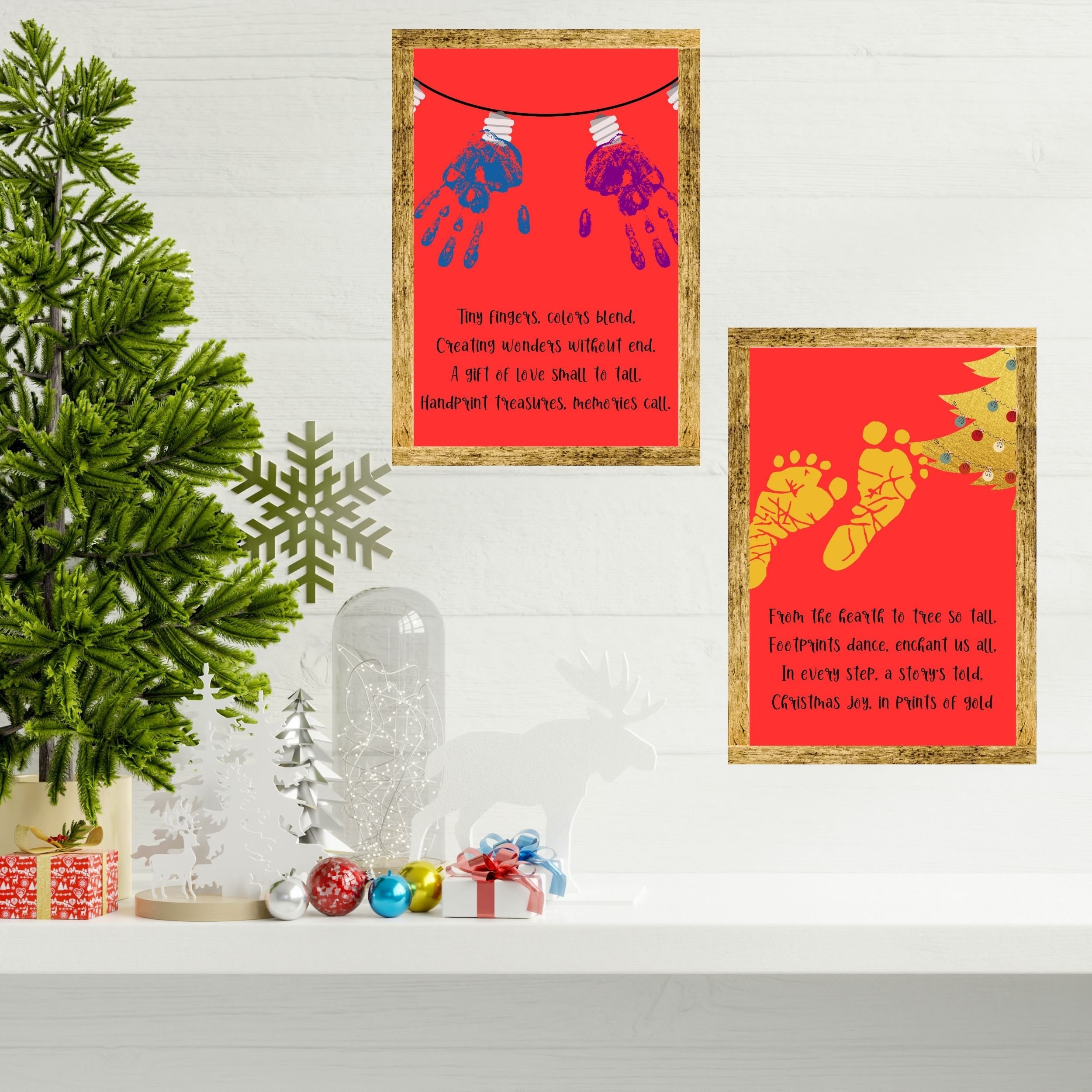 Christmas Handprint Footprint Art Craft, Set of 4, Gift for ...