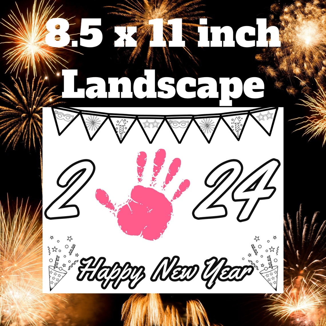 New Year Handprint, 2024 Handprint Art, Happy New Years Craft for Kids ...