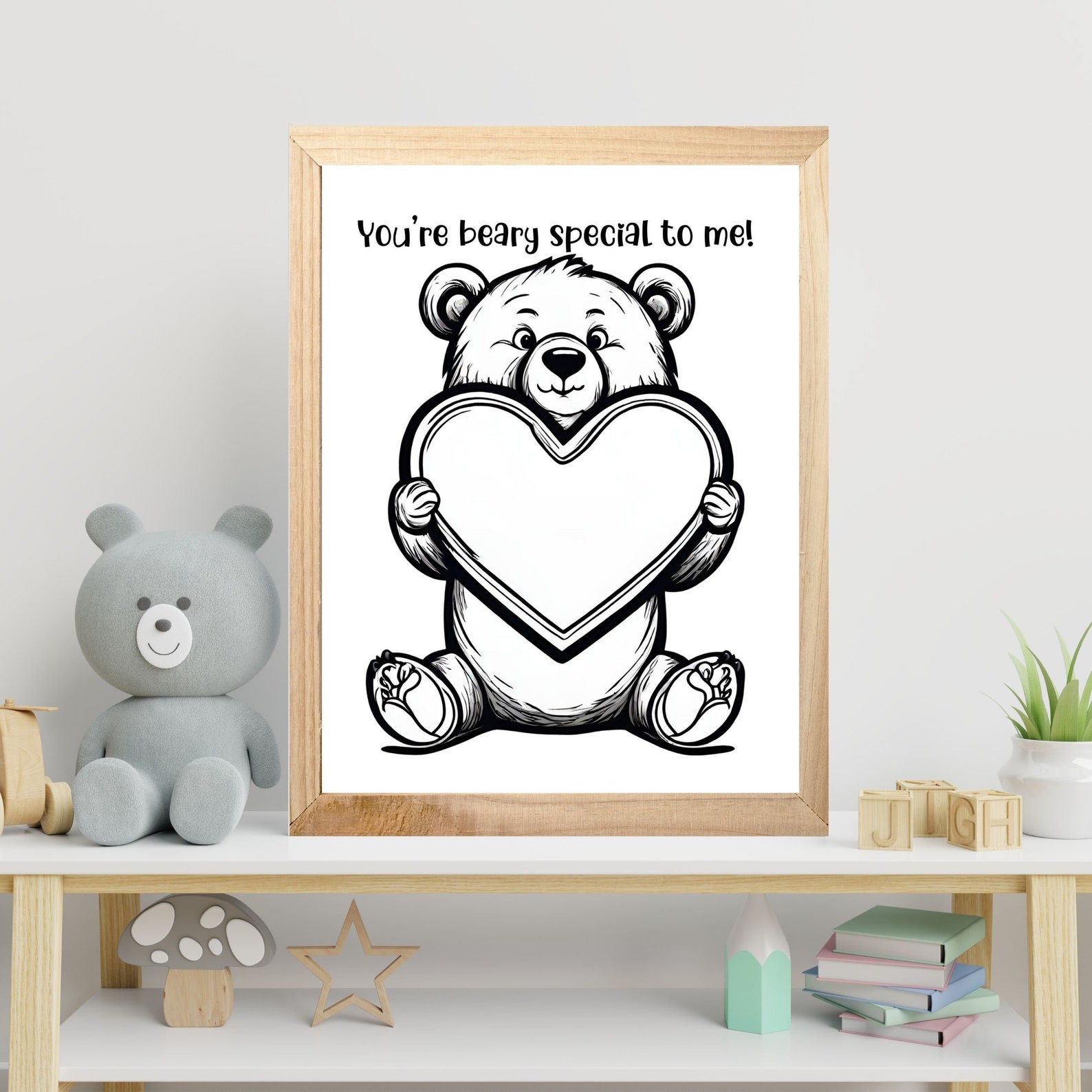 Valentines Day Handprint Craft Coloring Page, Bear Handprint, Beary ...