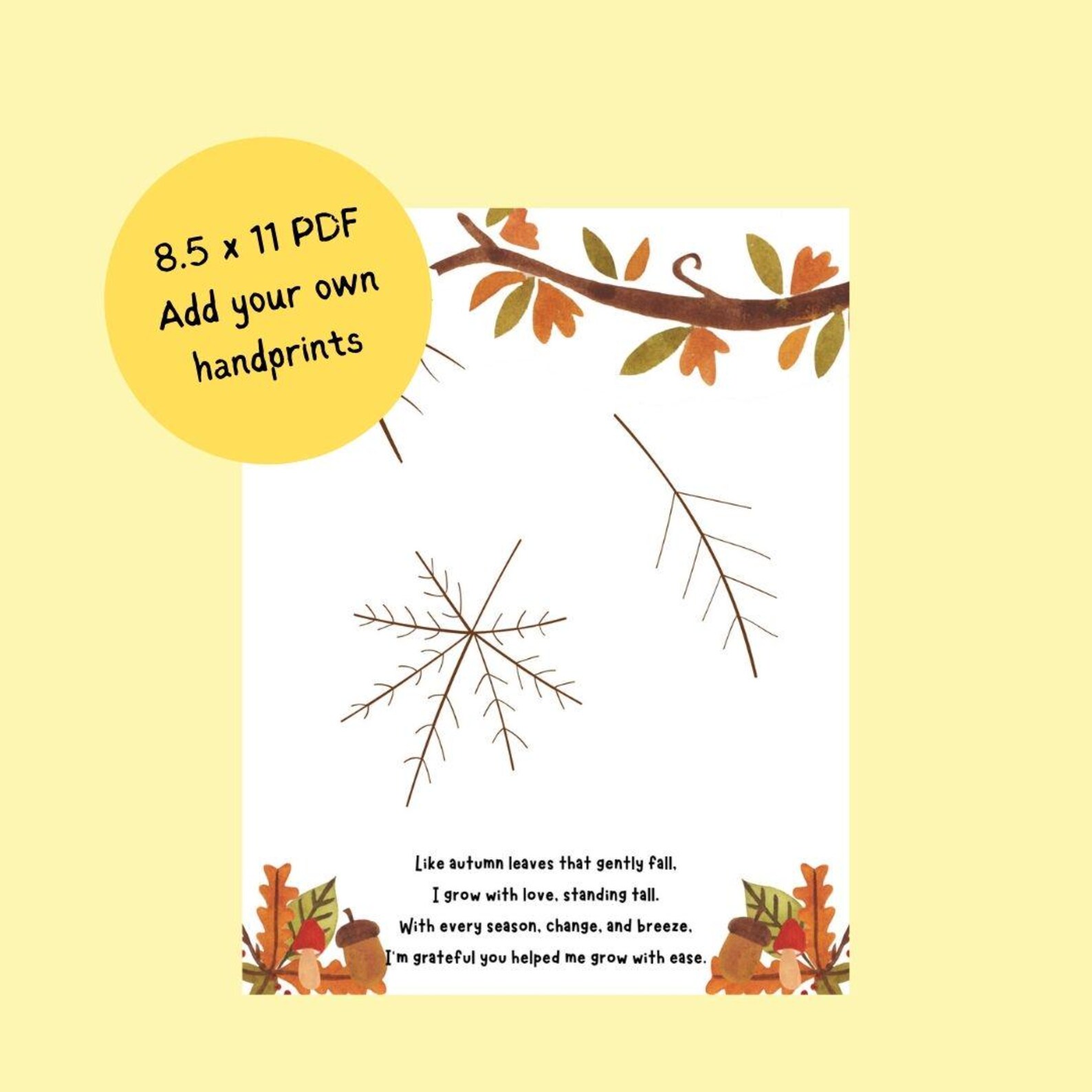 Thanksgiving Handprint Gift,falling Leaves Handprint,fall Poem ...