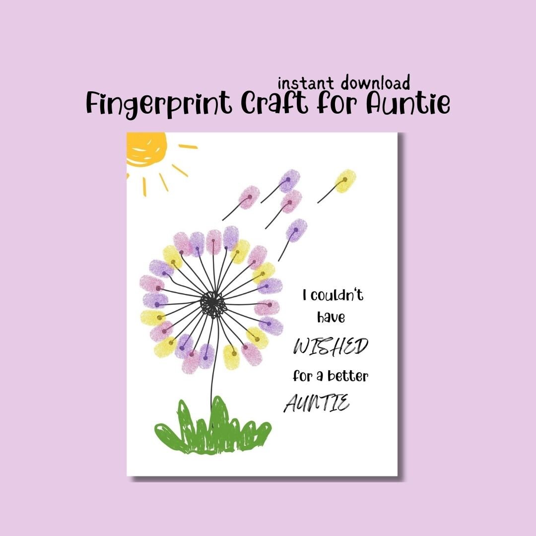 Auntie Fingerprint Craft,auntie Mothers Day,aunt Handprint,mothers Day ...