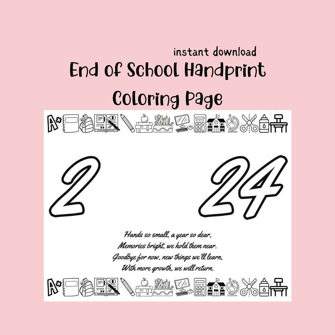 End of School Handprint Coloring Page,graduation Handprint,preschool ...