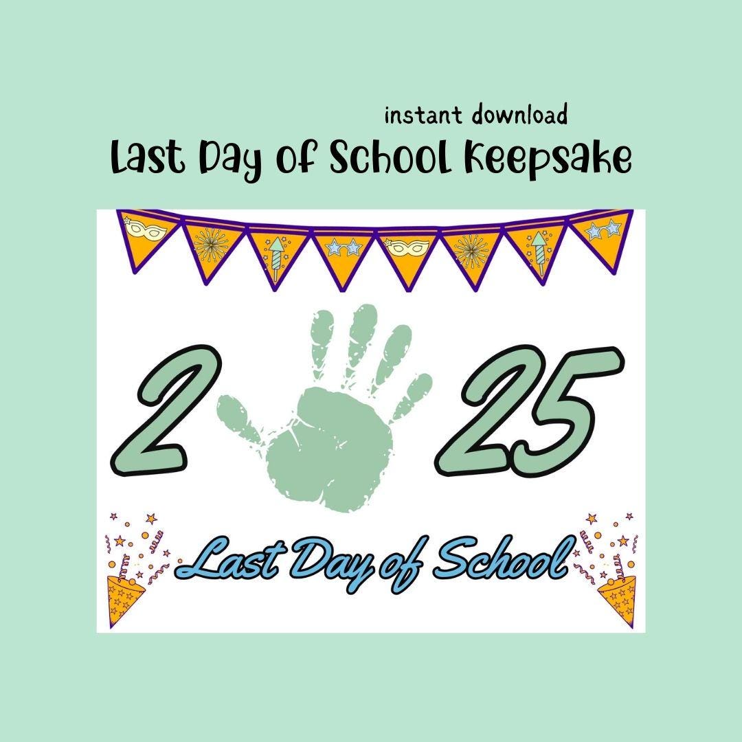 Last Day of School Handprint Coloring Page,end of School Handprint ...
