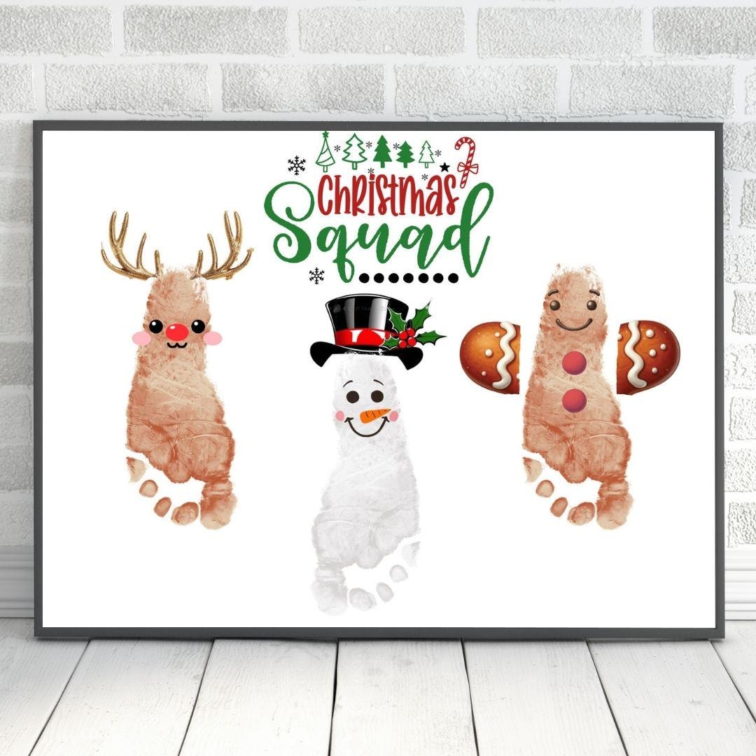 Christmas Squad Footprint Keepsake,snowman Footprint,reindeer Footprint ...