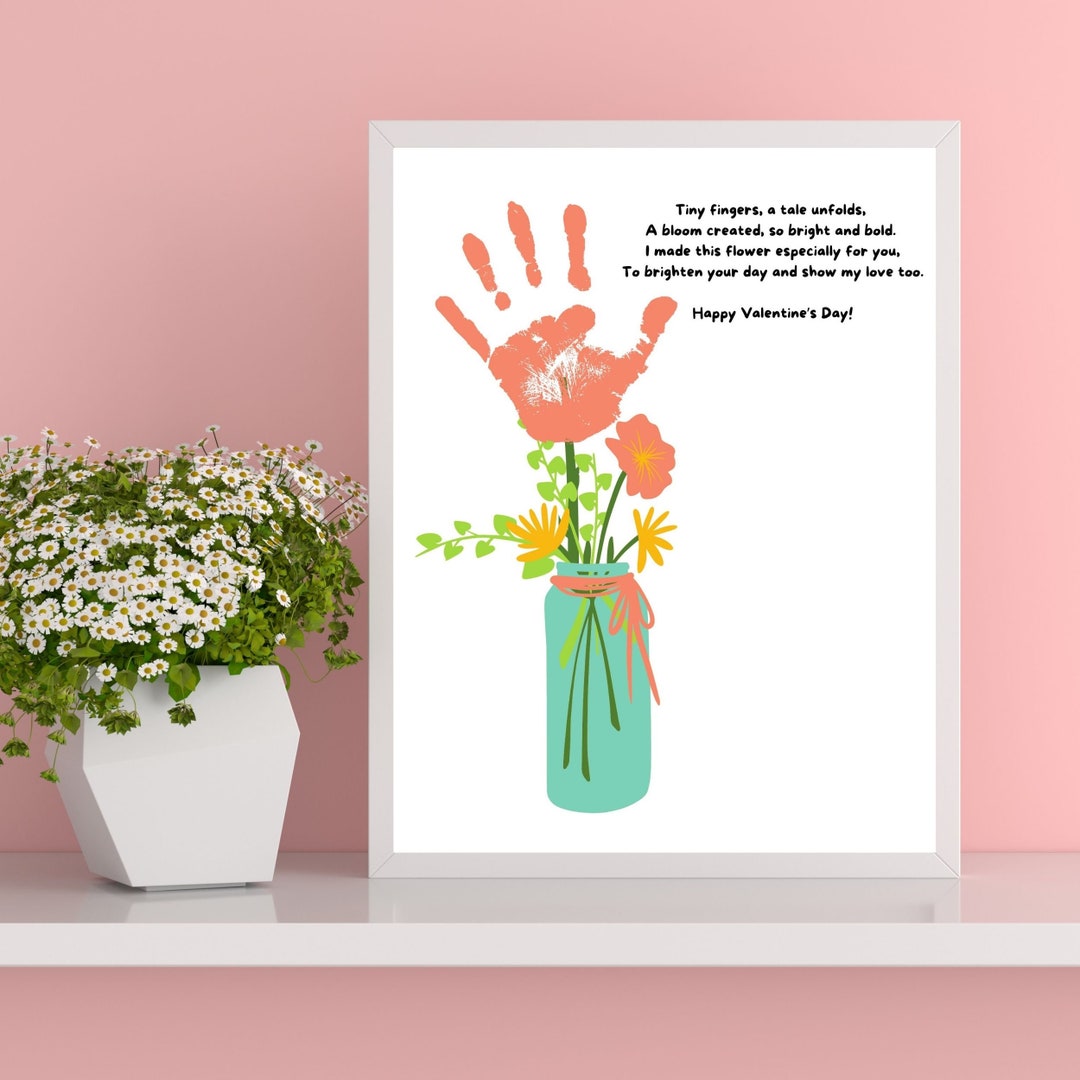Flower Handprint Art,valentines Day Handprint Craft,valentine Poem,baby ...