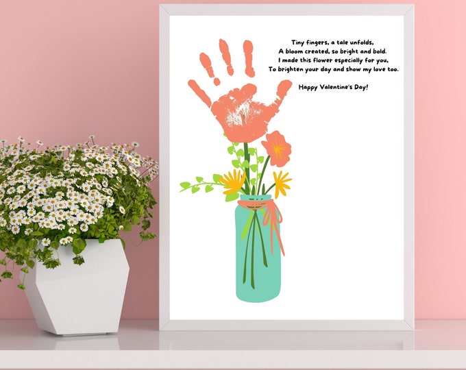 Flower Handprint Art Craft, Poem, Valentine's Day Handprint Art, DIY ...