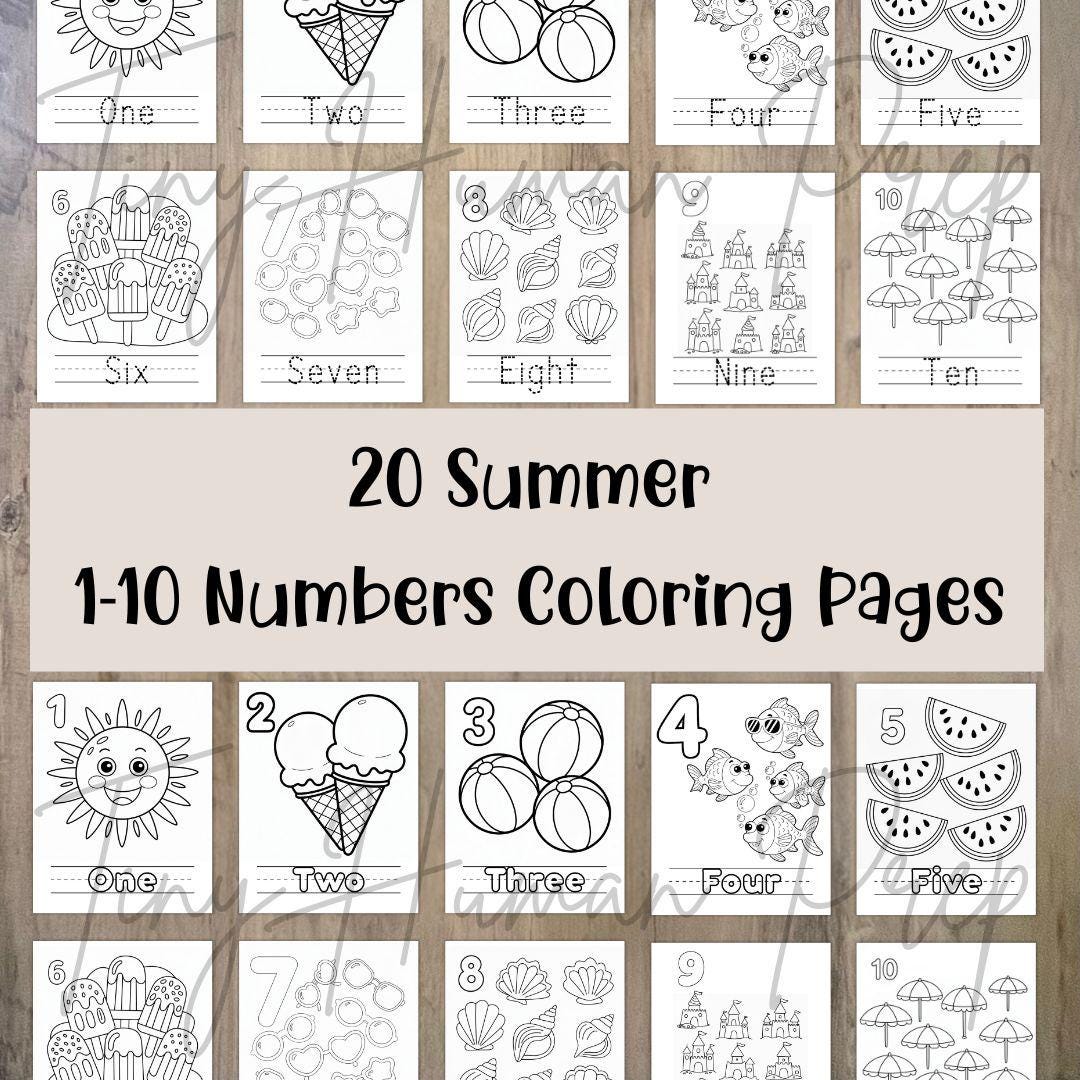 Summer 1-10 Coloring,numbers Recognition,trace Number,number Coloring 1 ...