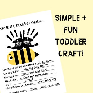 Mothers Day Handprint,bee Handprint,all About Mom Printable,preschool ...