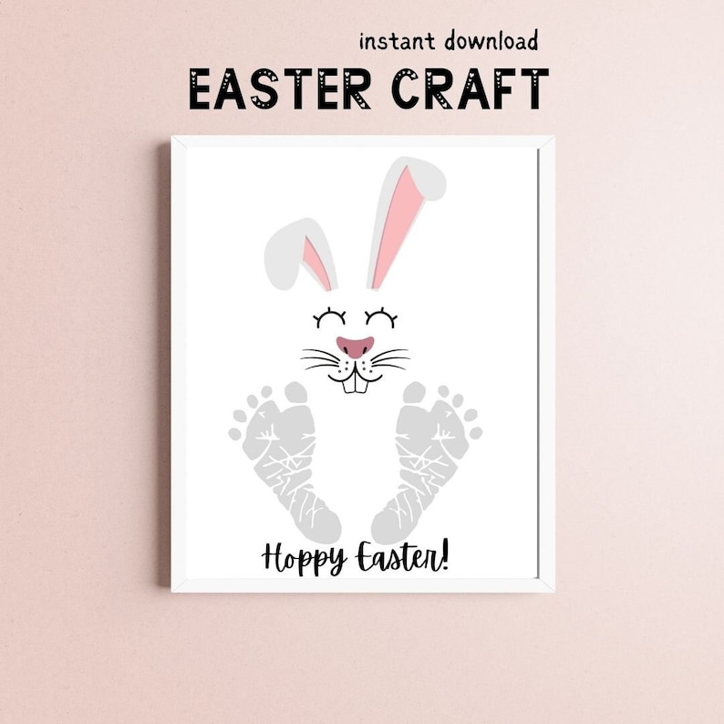 Bunny Footprint Easter Art Project, Easter Footprint Craft, Hoppy ...