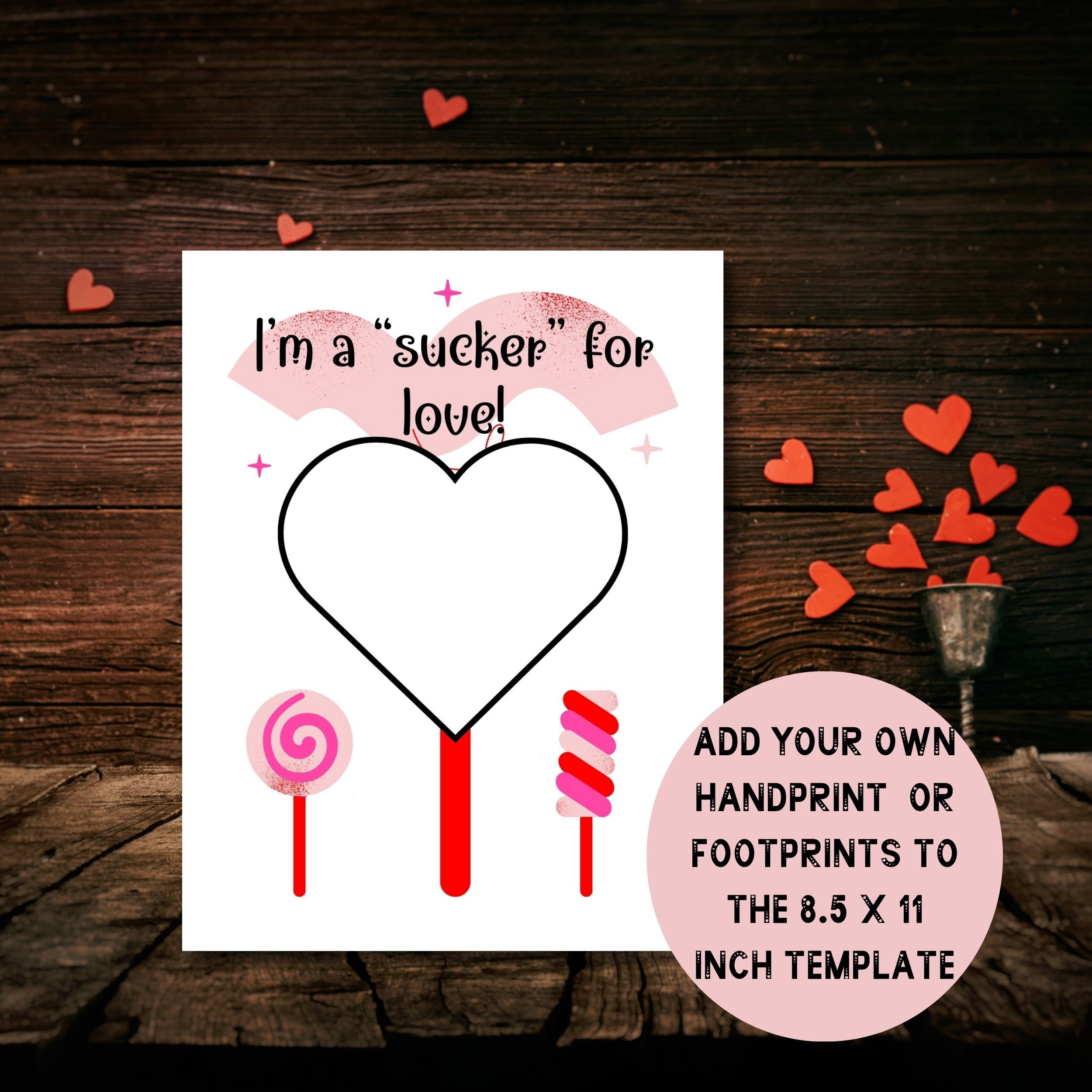 Valentines Day Handprint Craft, Lollipop Handprint Art, Valentine ...