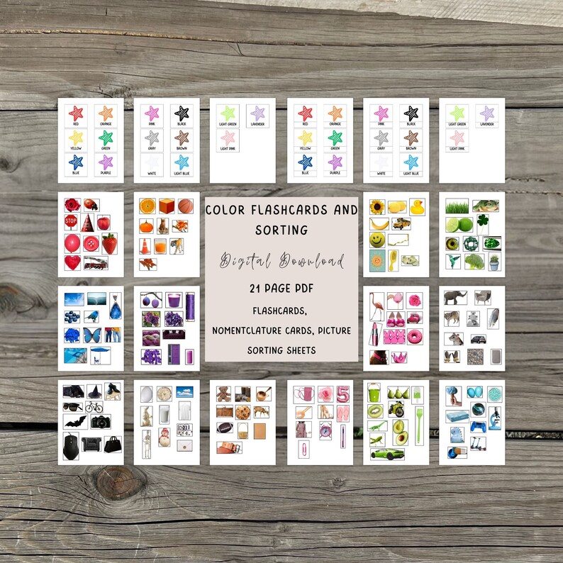15 Color Flashcards and Sorting Activity, Montessori Colors, Teaching ...