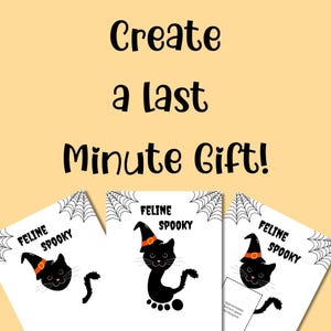 Black Cat Halloween Footprint,halloween Handprint,feline Spooky ...