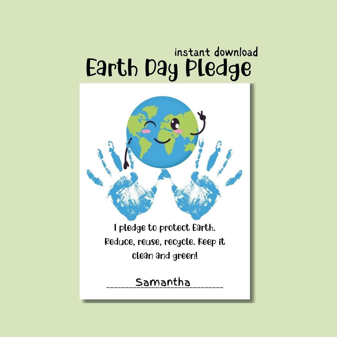 Earth Day Handprint Pledge,earth Day Activity,spring Handprint,earth ...