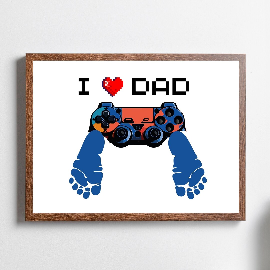 Gamer Dad Footprint,valentines Day Gift for Dad,video Game Controller ...