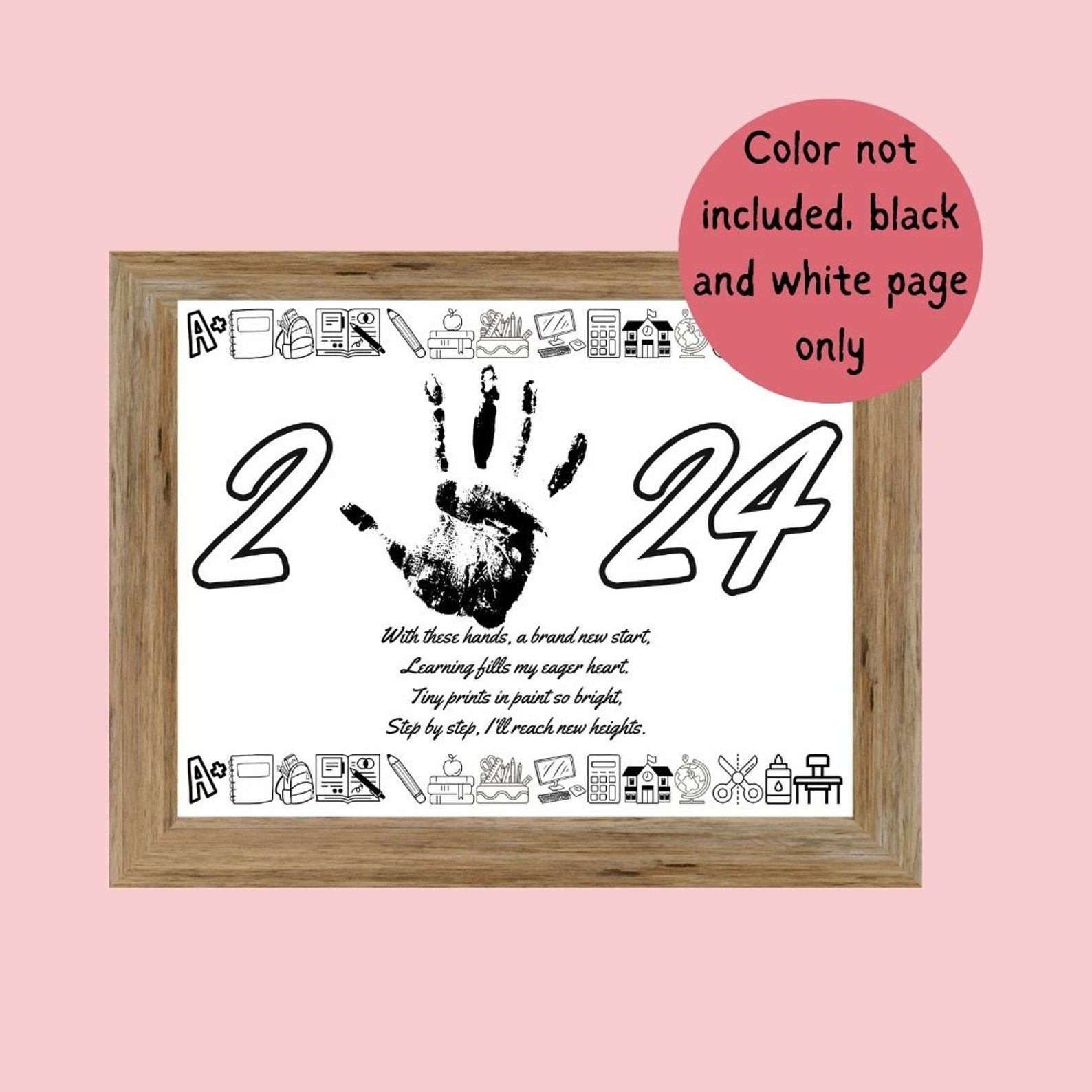 First Day of School Handprint Coloring Page, Start of School Coloring ...