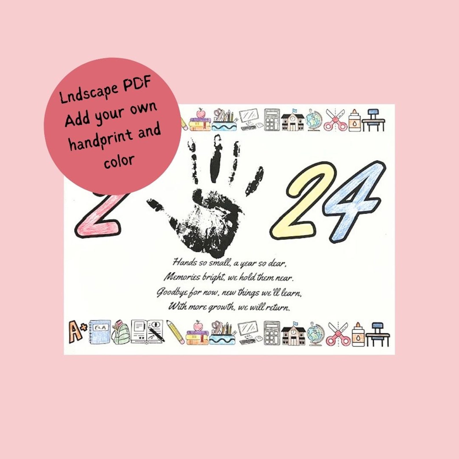 End of School Handprint Coloring Page,graduation Handprint,preschool ...