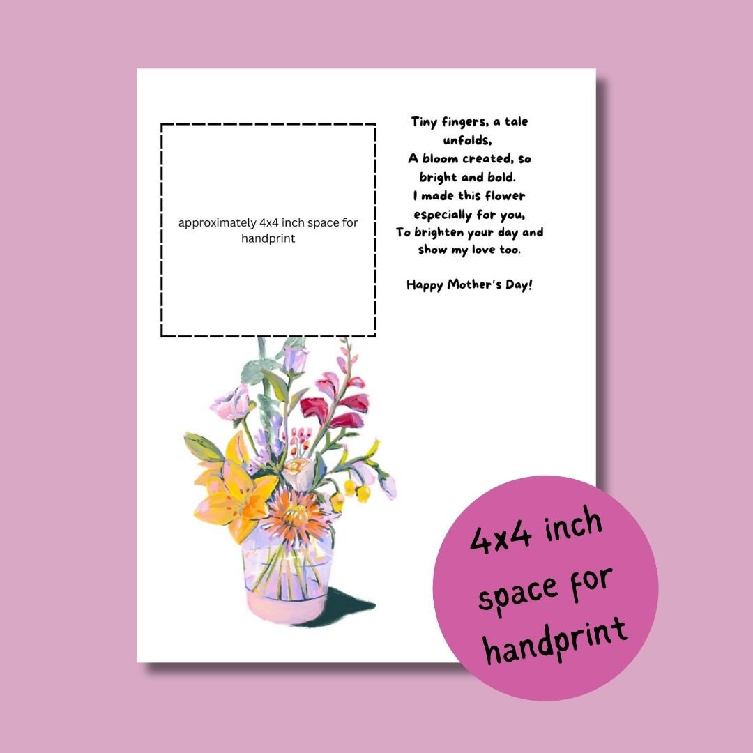 Mothers Day Flower Jar Handprint,flower Handprint,mothers Day Poem,poem ...