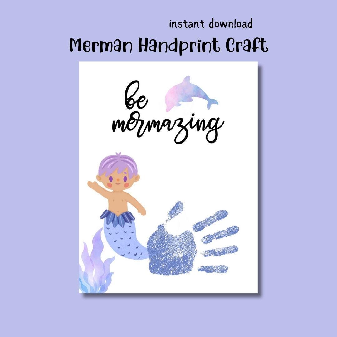 Merman Tail Handprint Template,boy Mermaid Gift,mermaid Handprint,be ...