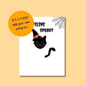 Black Cat Halloween Footprint,halloween Handprint,feline Spooky ...
