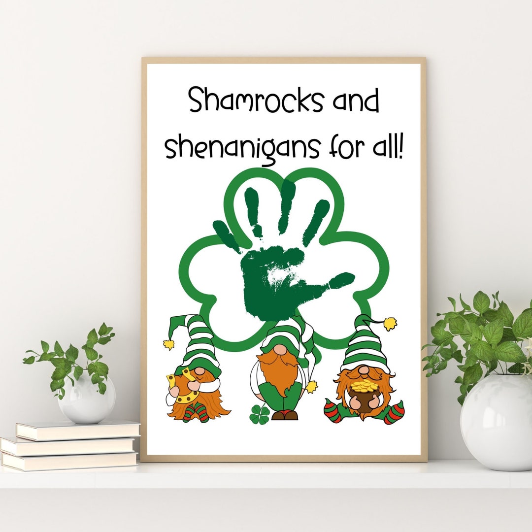 Toddler St Patricks Day Handprint Craft, Shamrock Handprint Art Project ...