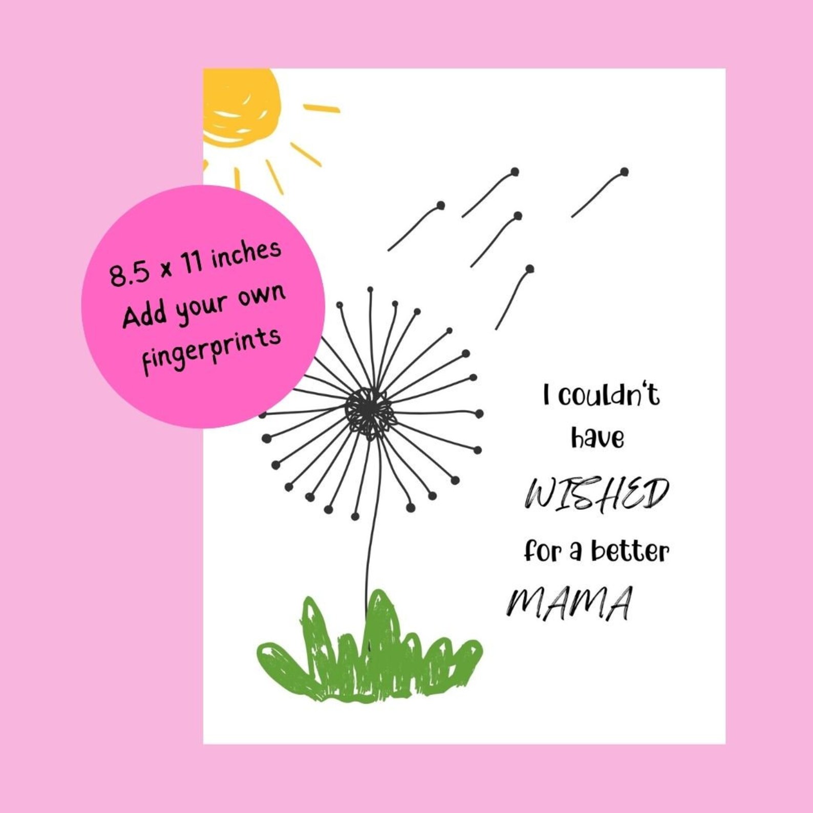 Mother's Day Mama Handprint Craft,mama Fingerprint,dandelion Thumbprint ...