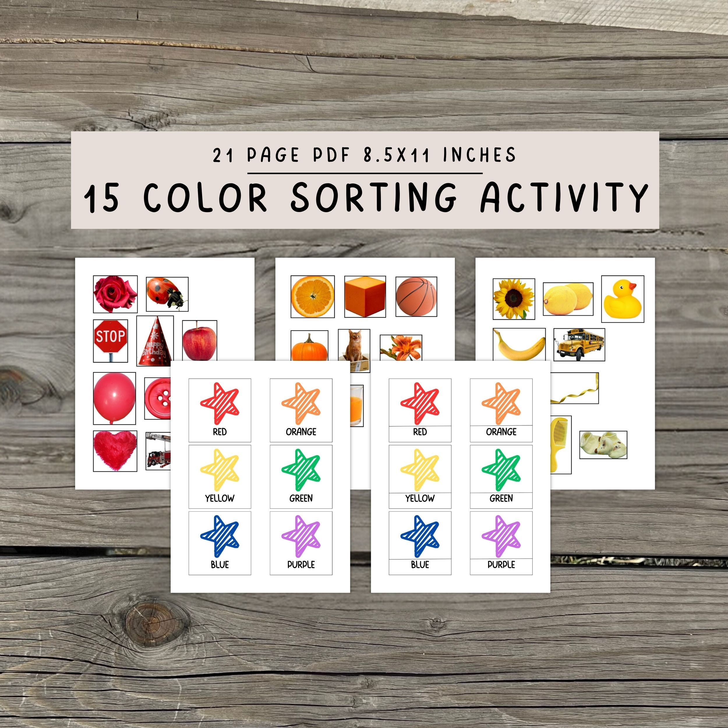 15 Color Flashcards and Sorting Activity, Montessori Colors, Teaching ...